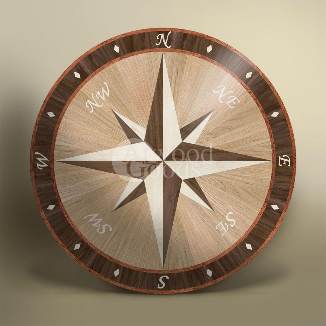 Wood Floor Medallion "layton" - Wooden Floor Inlay - Nautical Style ...