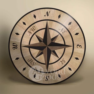 Wood Compass Inlay "admiral" - Wooden Floor Inlay - Floor Medallion ...