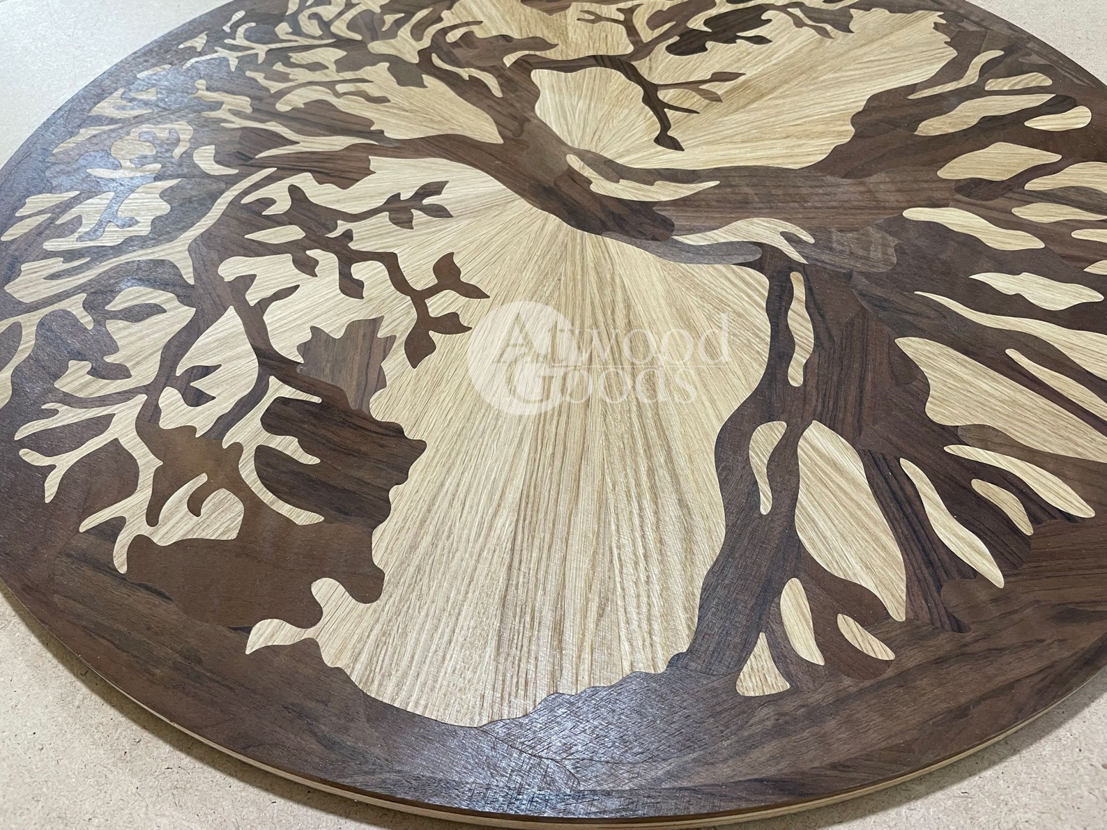 Wood Floor Medallion tree of Life 2 Colors Wood Floor Inlay Hardwood ...