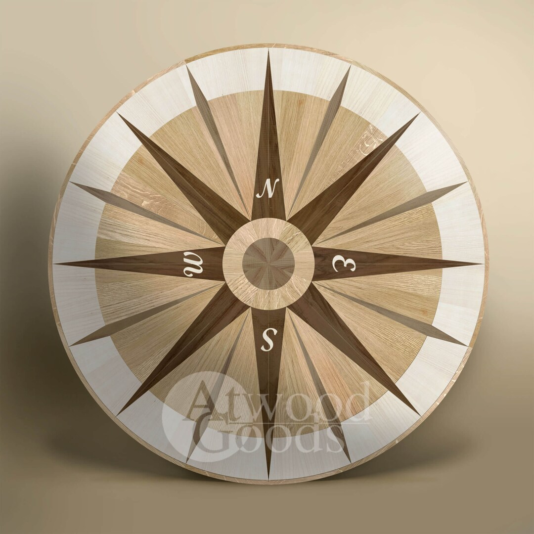 Wooden Inlay for Floors "florida" Wood Compass Rose Wood Floor Inlay ...