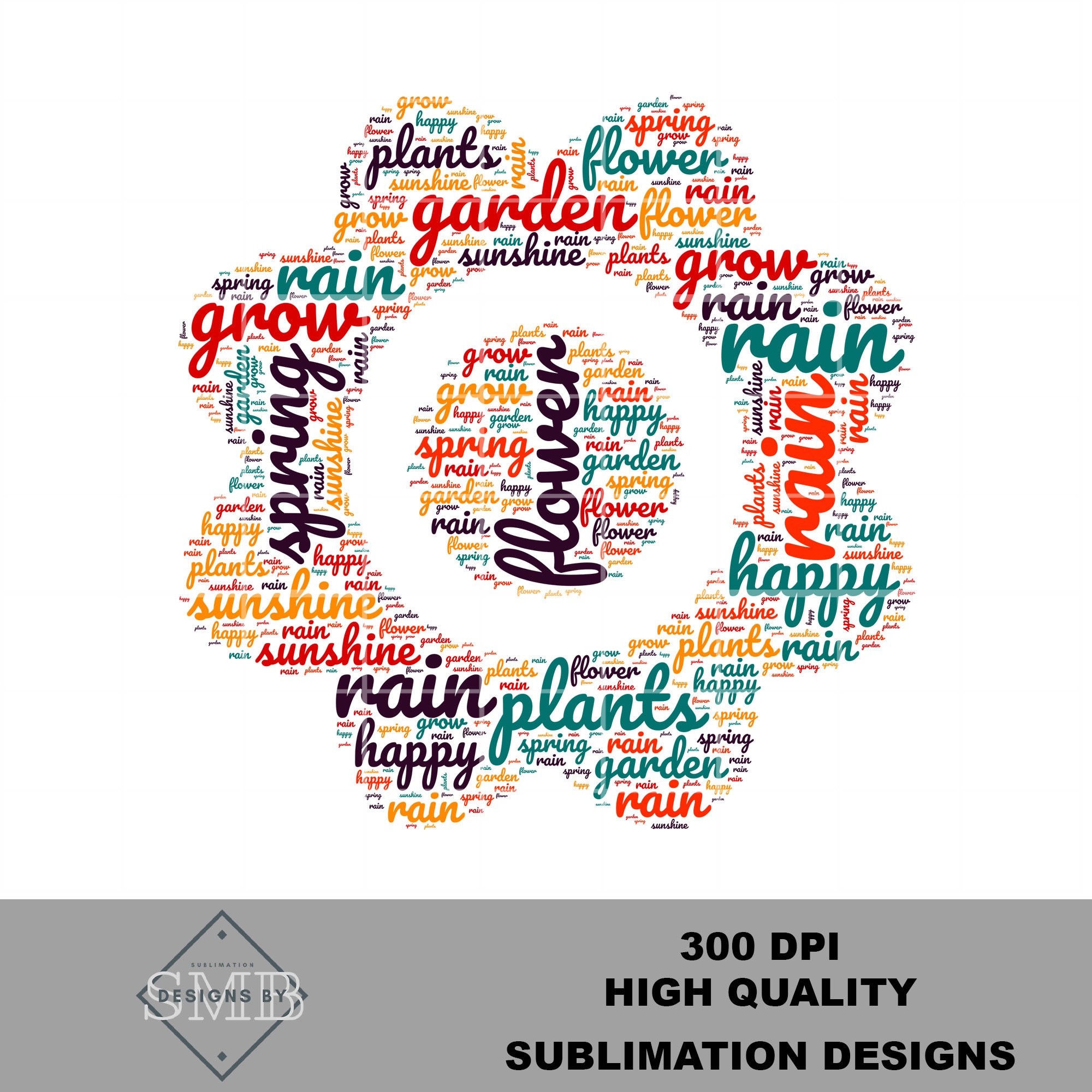 Digital PNG Flower Word Art Graphic Art Garden Word Art Great Design ...