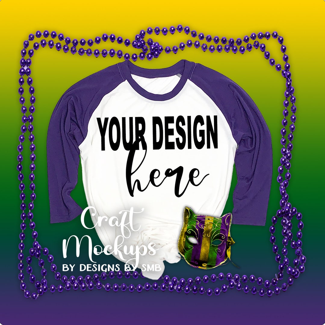 Digital Purple and White Raglan Mockup EGPRO Varsity H214 Flat Lay ...