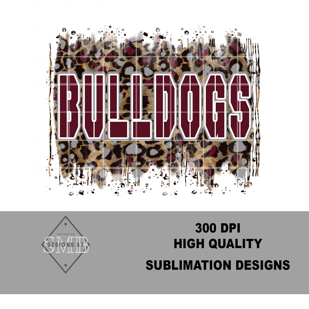 Digital PNG } Bulldogs Leopard Print | Maroon, White, Gray| Sport Font ...