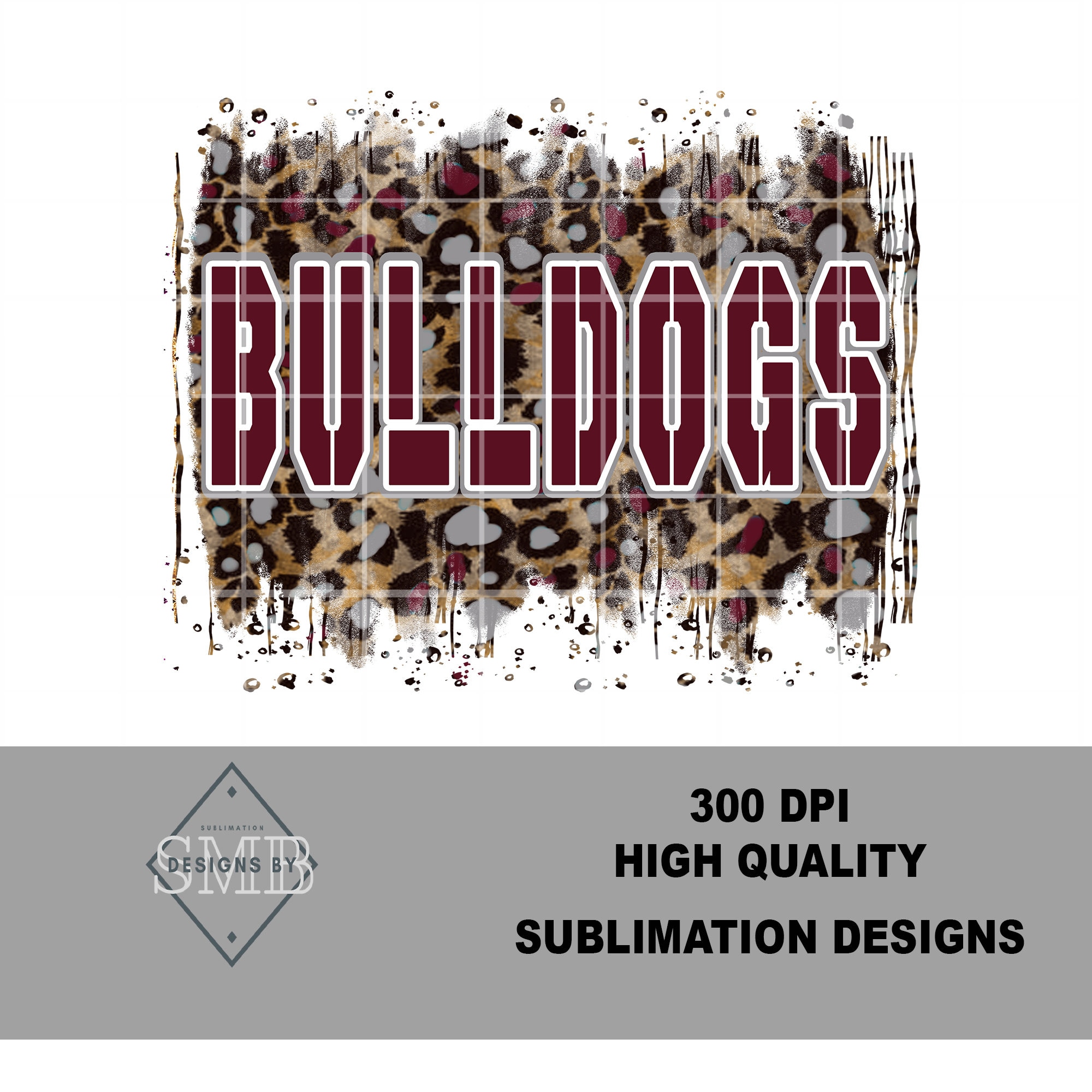 Digital PNG Bulldogs Leopard Print Maroon, White, Gray Sport Font ...