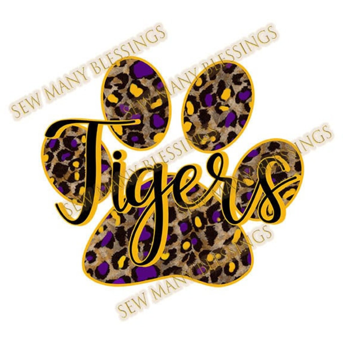 Digital PNG Tigers Set of 2 Purple and Gold Leopard Paw | Etsy