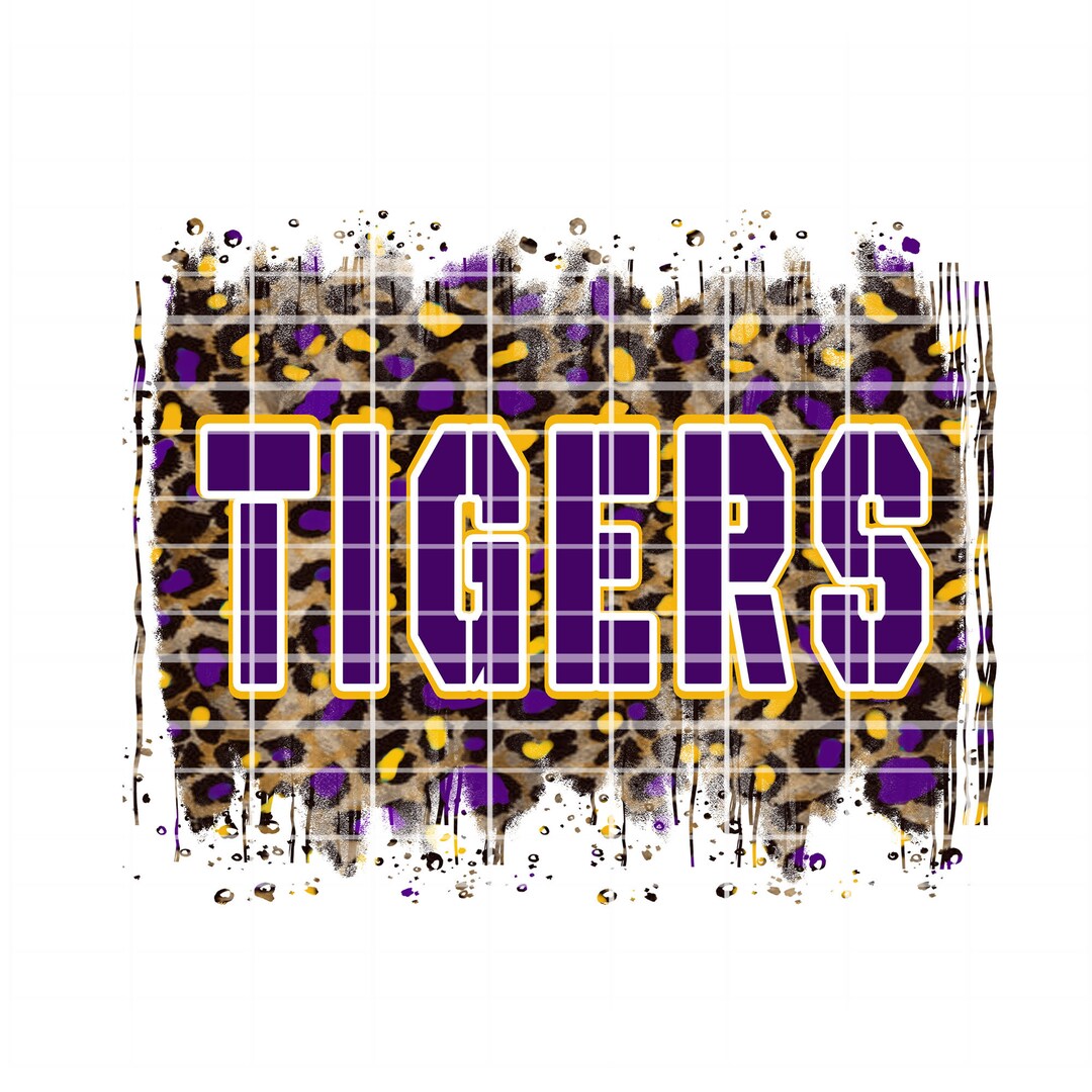 Digital PNG | Tigers Leopard Print | Purple and Gold | Sport Font | Sublimation Multi-use ...