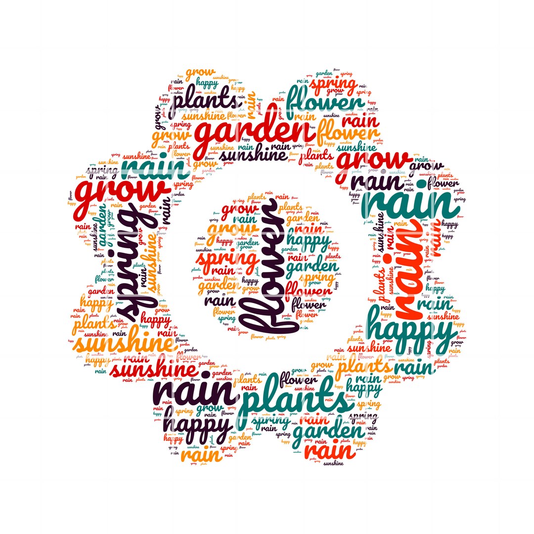 Digital PNG Flower Word Art Graphic Art Garden Word Art Great Design ...