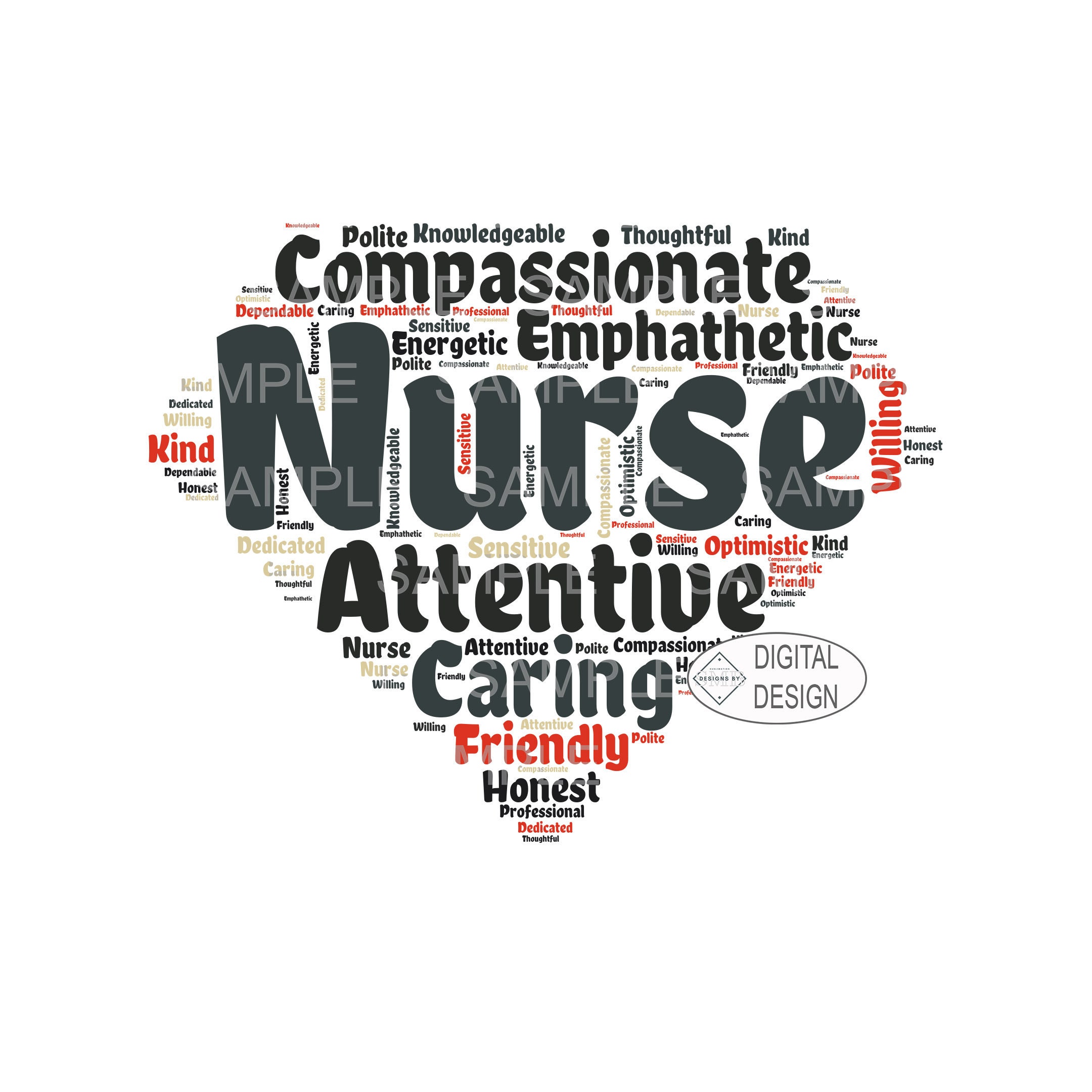 Digital Nurse Word Art Set of 2 Designs Tshirts Mugs Totes - Etsy