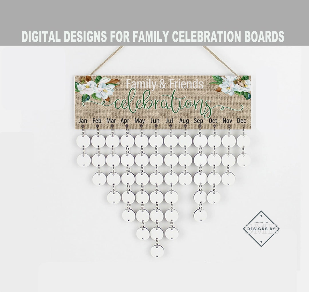 Digital PNG, Family Celebrations Board Magnolia Flowers, Rustic ...