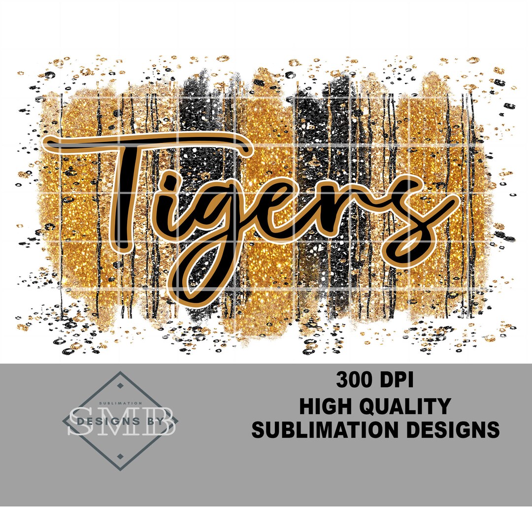 Digital PNG Tigers | Black and Gold Faux Glitter Grunge | Sublimation ...