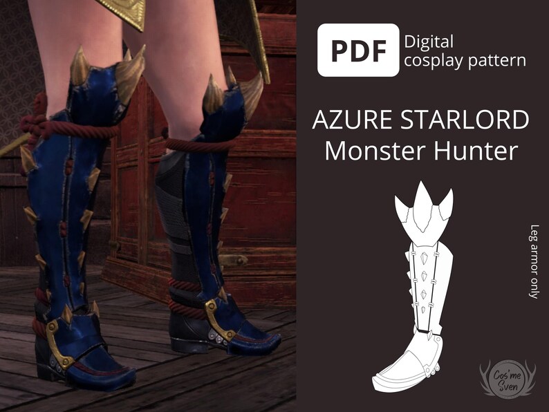Monster Hunter: Azure Starlord Leg Armor Cosplay Digital Pattern - Etsy