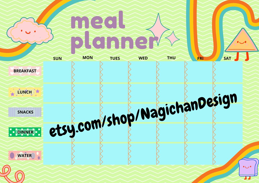 A4 Printable Weekly Meal Planner Cute Pastel Lovely Template Digital ...