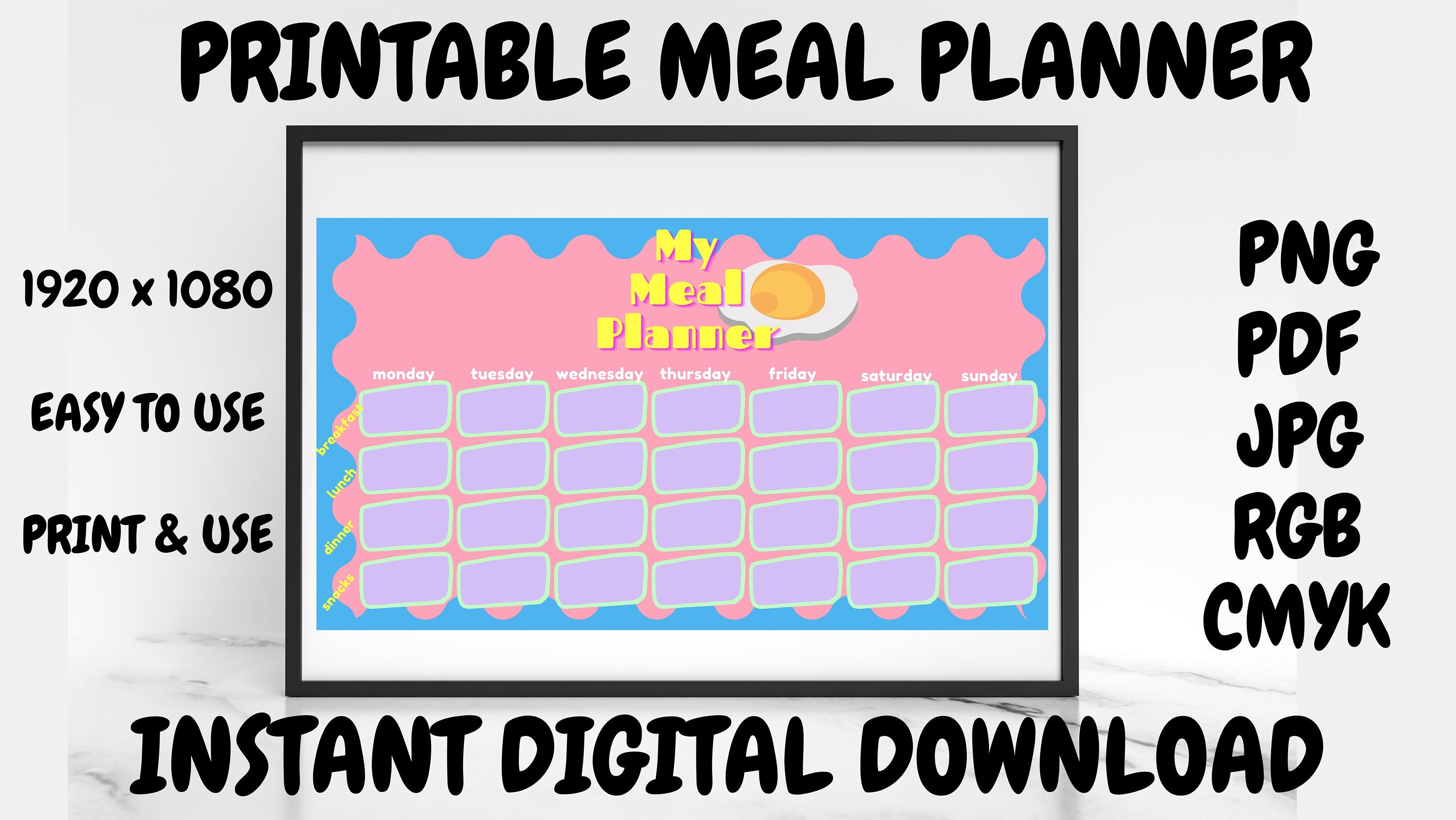 Printable Cute Meal Planner A4 & US Letter Size Worksheet Template ...