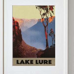 Lake Lure Travel Print - North Carolina Travel Poster - Blue Ridge ...