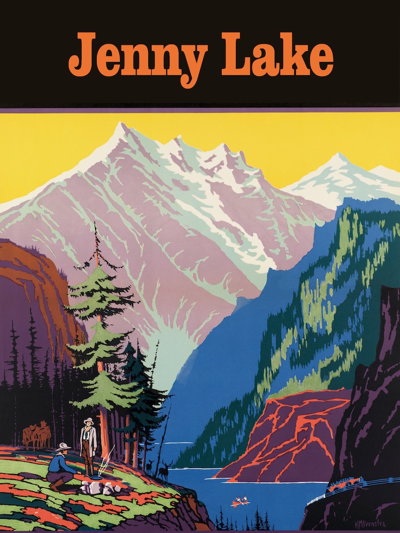 Jenny Lake Travel Print Wyoming Travel Poster Grand Teton - Etsy