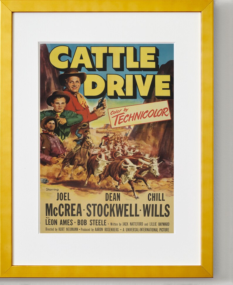 Vintage Movie Poster Cattle Drive Joel Mccrea Dean Stockwell Movie ...