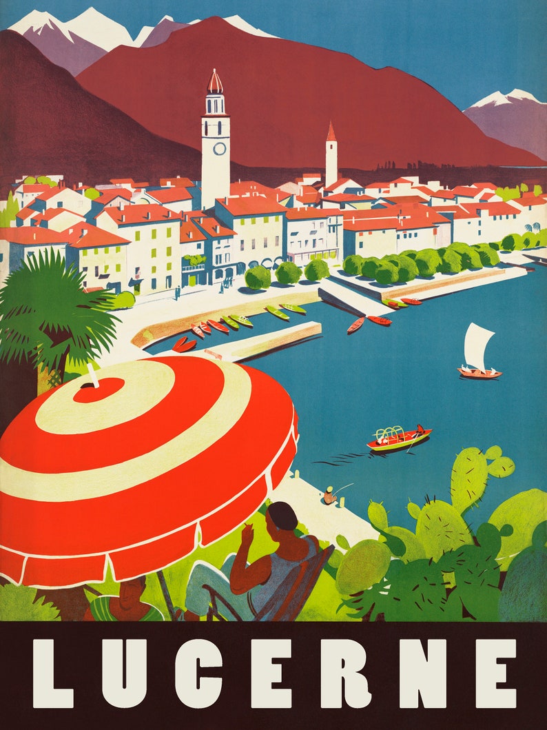 Lucerne Travel Print European Travel Poster Swiss Travel - Etsy