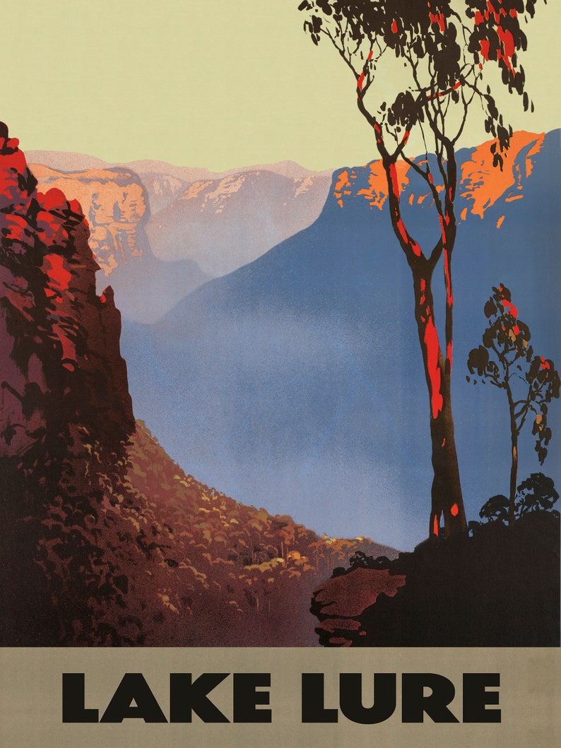 Lake Lure Travel Print North Carolina Travel Poster Blue - Etsy