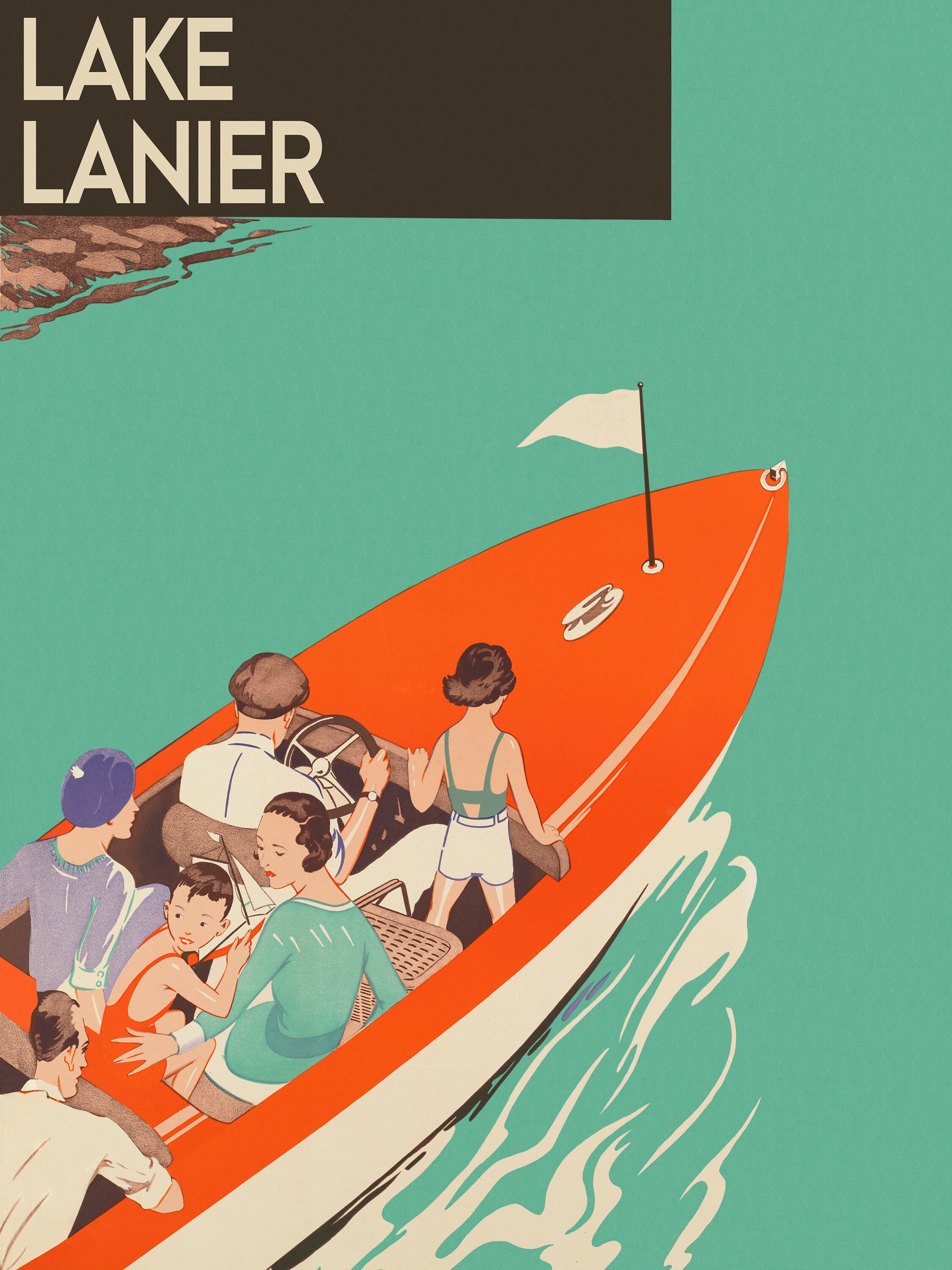 Lake Lanier Travel Print - Georgia Travel Poster - Lake Lanier Boat ...