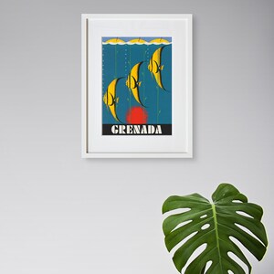 Grenada Travel Print - Caribbean Sea Travel Poster - Fish Wall Decor ...
