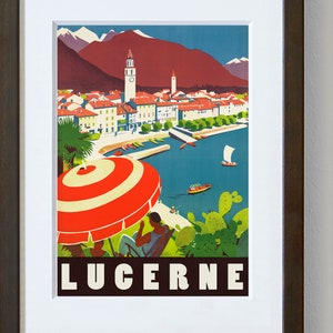 Lucerne Travel Print - European Travel Poster - Swiss Travel Print ...