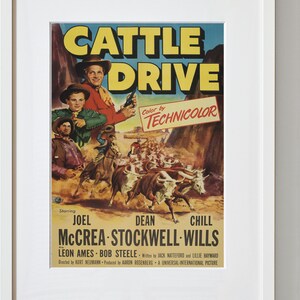 Vintage Movie Poster - Cattle Drive - Joel Mccrea - Dean Stockwell ...