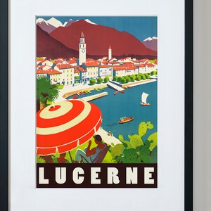 Lucerne Travel Print - European Travel Poster - Swiss Travel Print ...