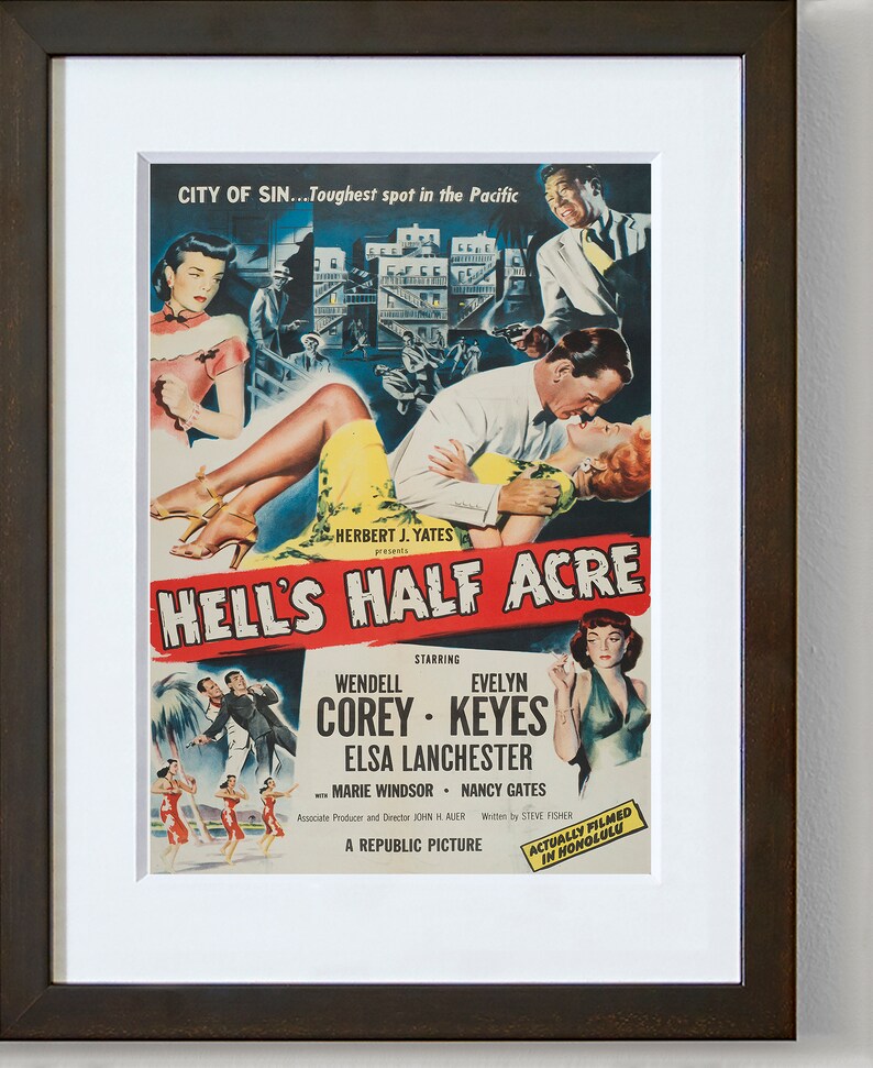 Cartel de la película vintage - Hell's Half Acre - Wendell Corey - Evelyn Keyes - Impresión de ...