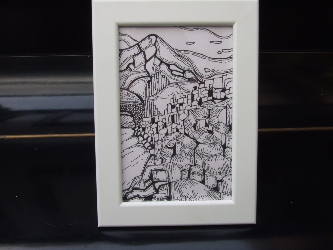 Framed Ink Giant's Causway Drawing - Etsy