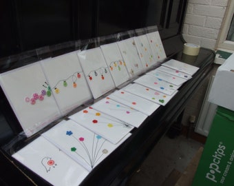 Handmade Button Flower Birthday Cards - Etsy