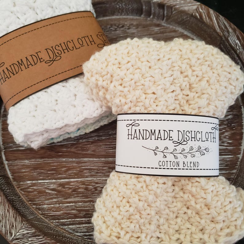Printable Handmade Dishcloth Wrappers, Farmhouse Dishcloth Tags ...