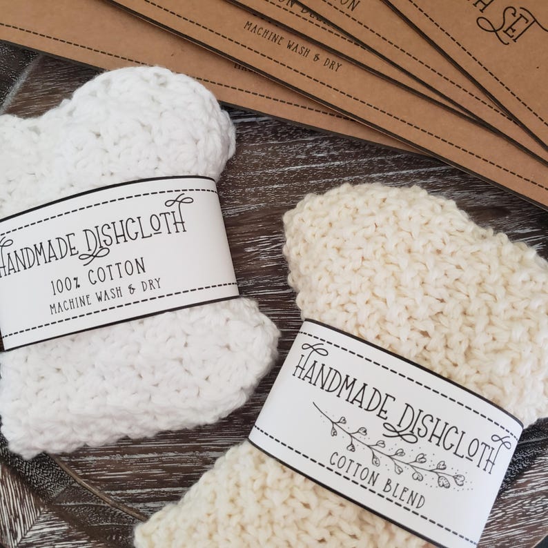 Printable Handmade Dishcloth Wrappers, Farmhouse Dishcloth Tags ...