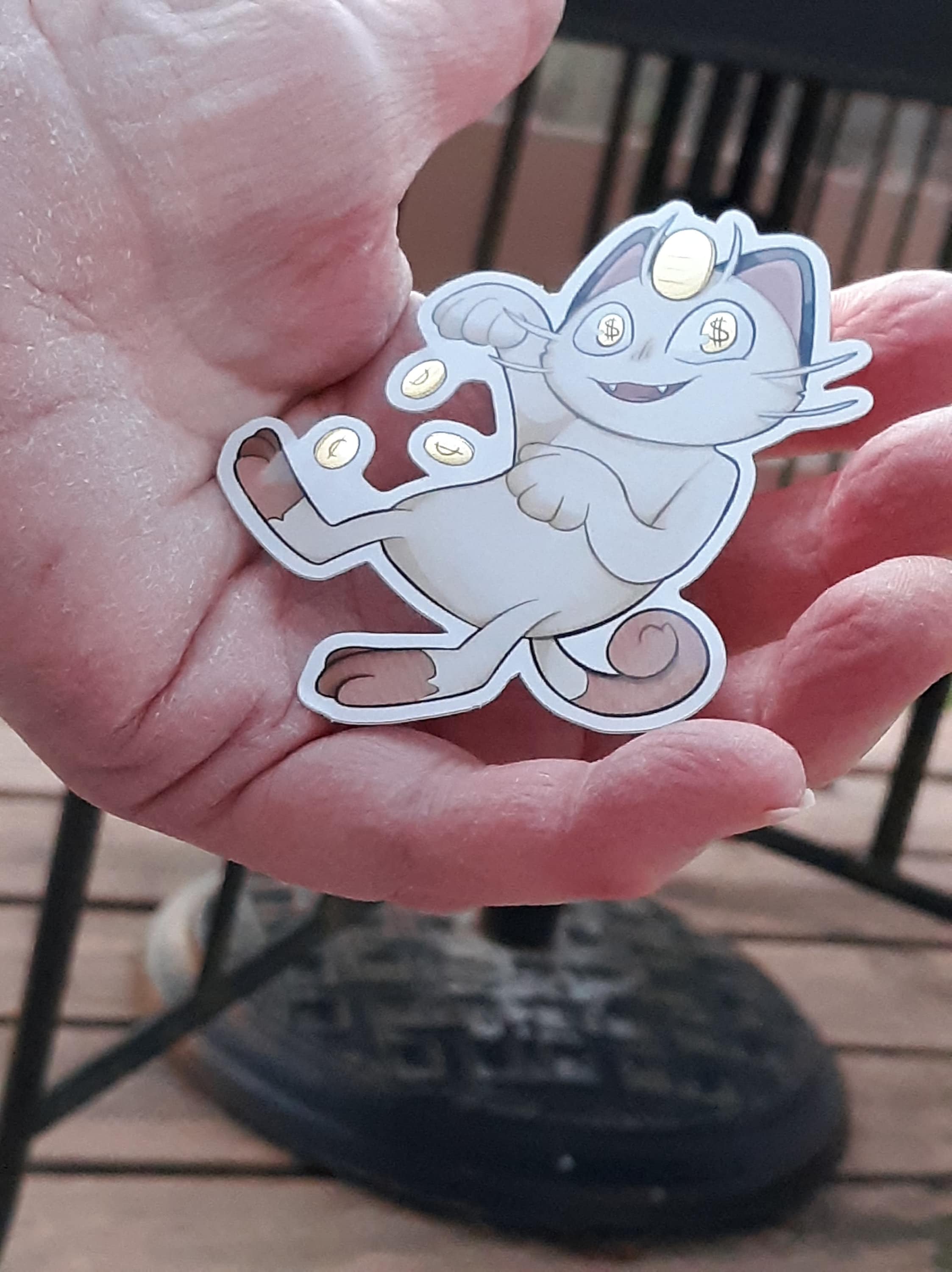 Meowth Lucky Cat Stickers 3 With Golden Highlights - Etsy UK