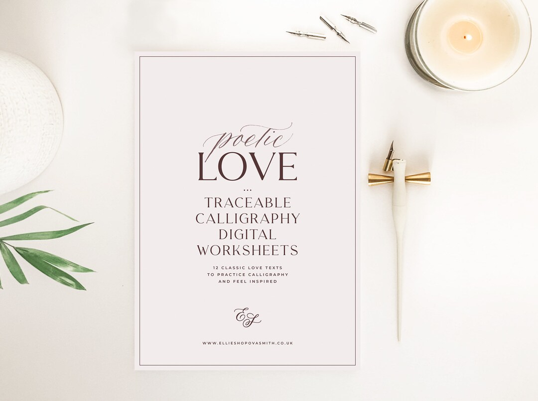 Traceable Calligraphy Workbook, Calligraphy Worksheets, Pointed Pen ...