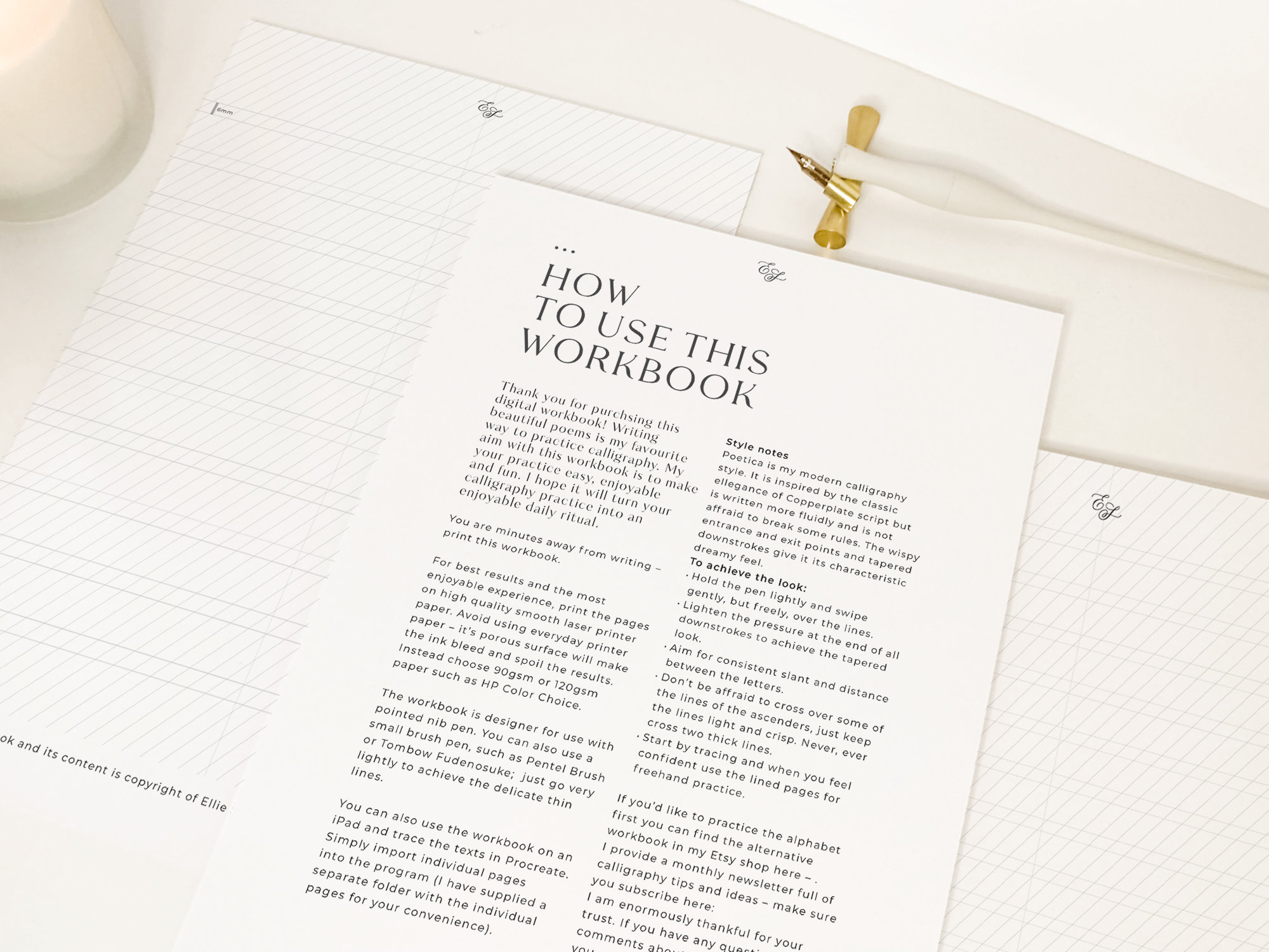 Traceable Calligraphy Workbook, Calligraphy Worksheets, Pointed Pen ...