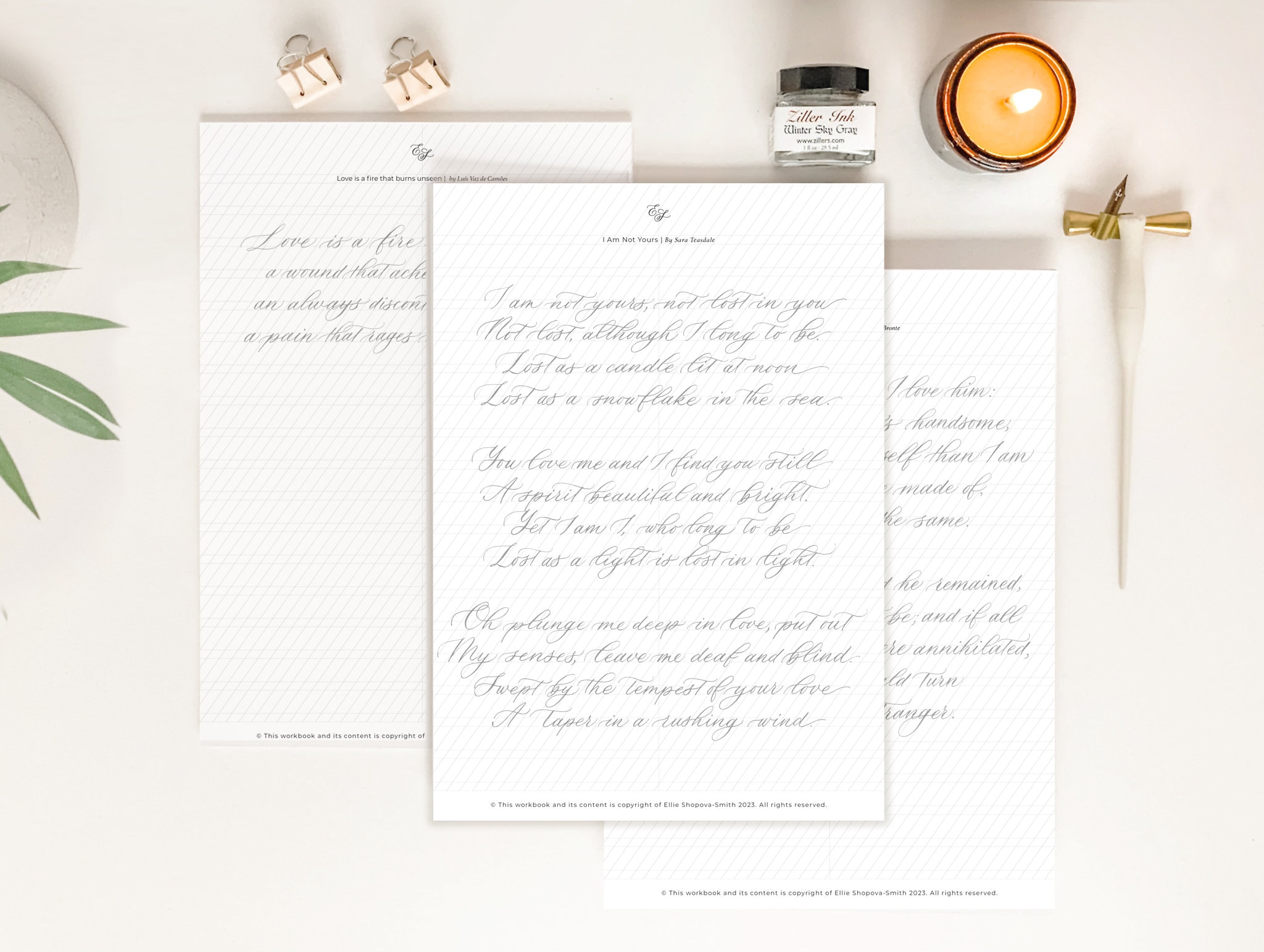 Traceable Calligraphy Workbook, Calligraphy Worksheets, Pointed Pen ...