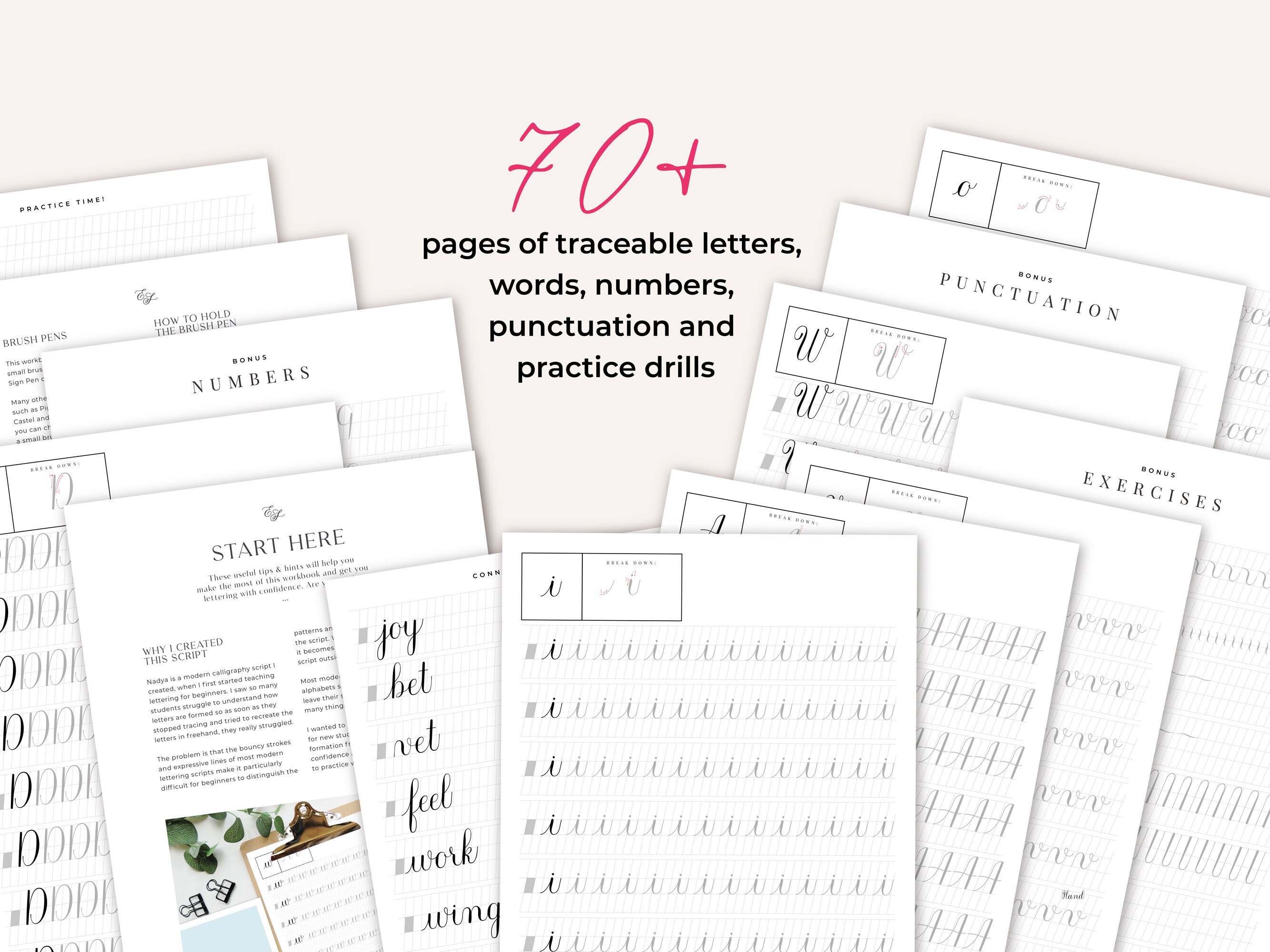 Printable Hand Lettering Worksheets 70 Pages (PDF DOWNLOAD) and Quick ...