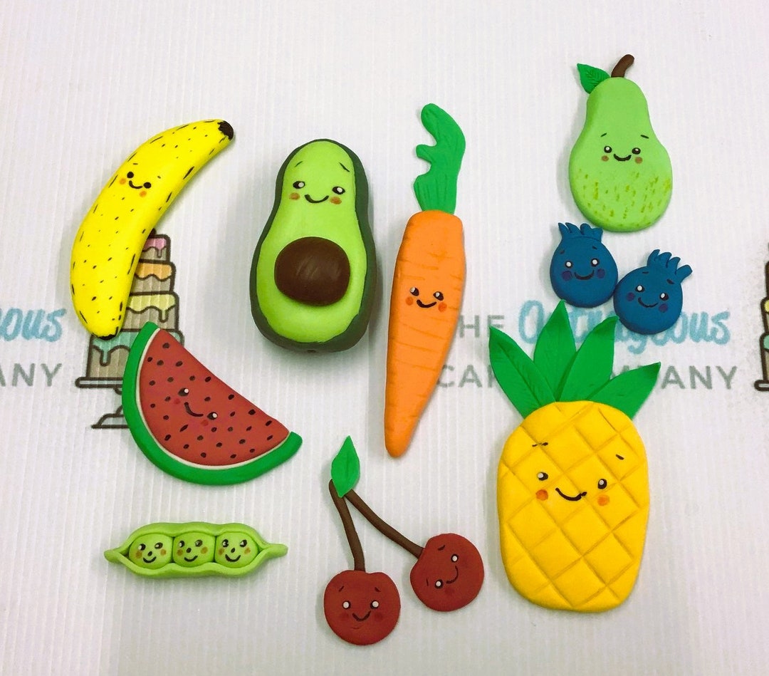 Sugar, Cute Vegetables & Fruit Cake Toppers, Baby Sensory, Fondant ...