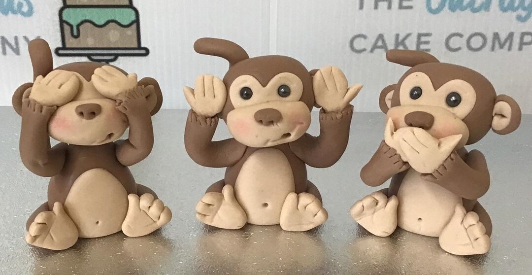 Fondant Three Wise Monkeys Made With Edible Modeling Paste, See No Evil ...