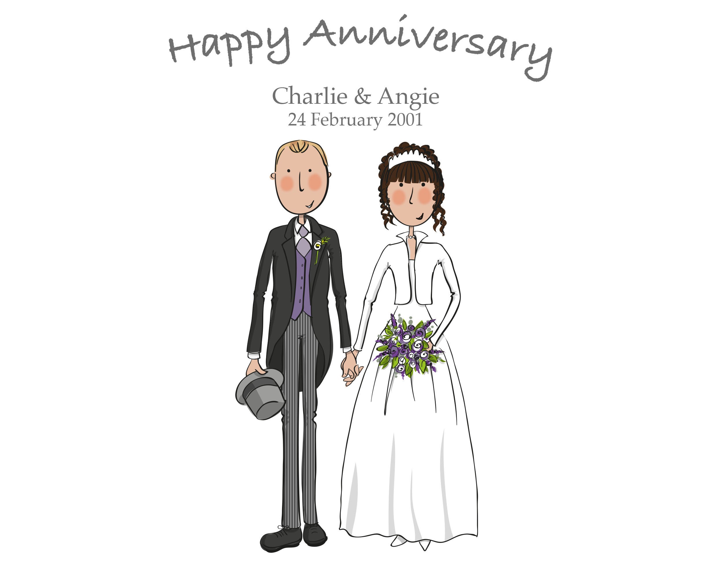 Custom wedding couple illustration. Thank you card. Bespoke | Etsy