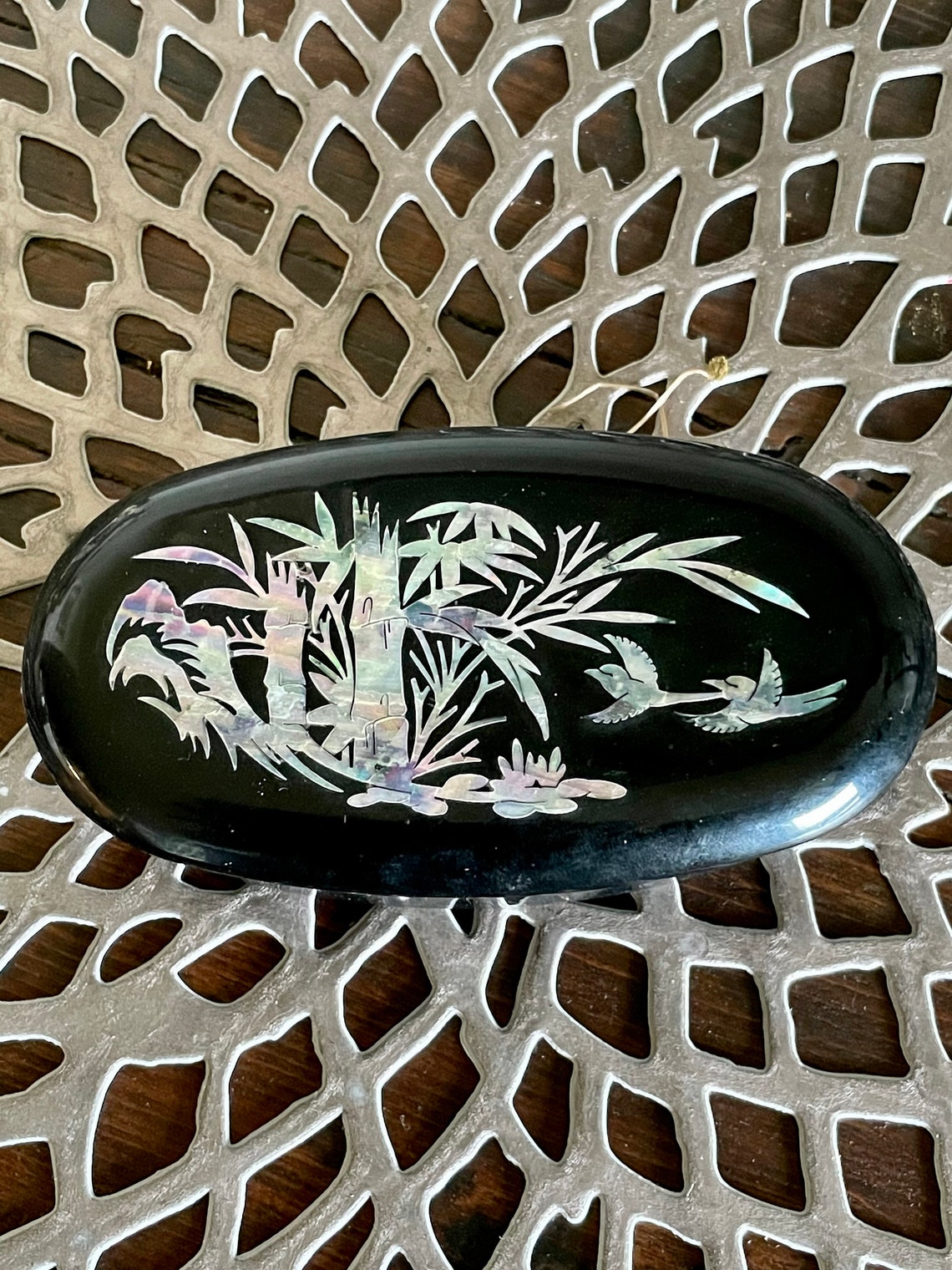 Black Lacquer Box Abalone Shell Inlay Trinket Box Asian Decor - Etsy