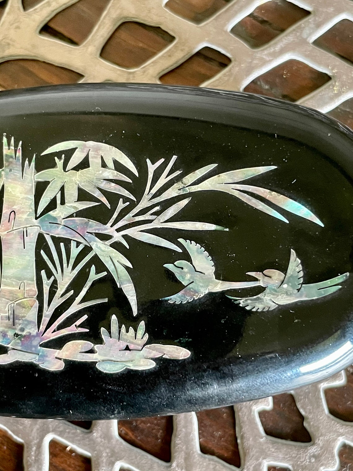 Black Lacquer Box Abalone Shell Inlay Trinket Box Asian Decor - Etsy