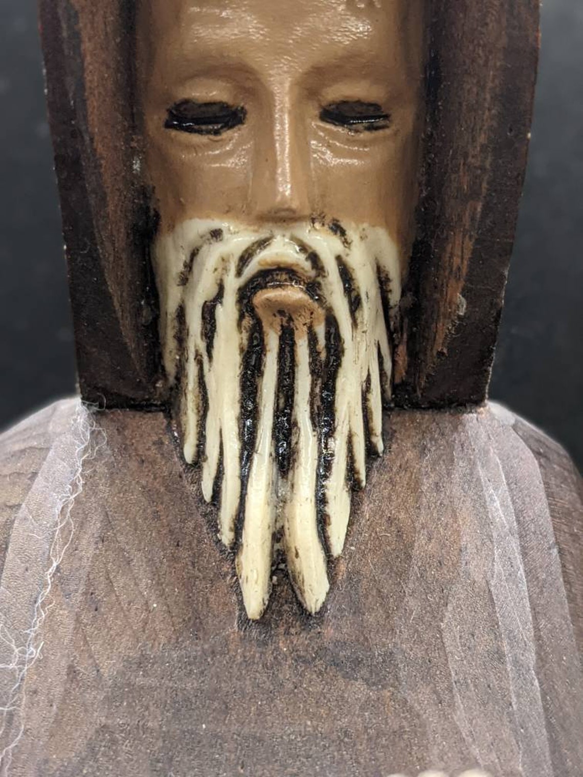 Vintage Carved Monk Holding Bible With Rosary - Etsy