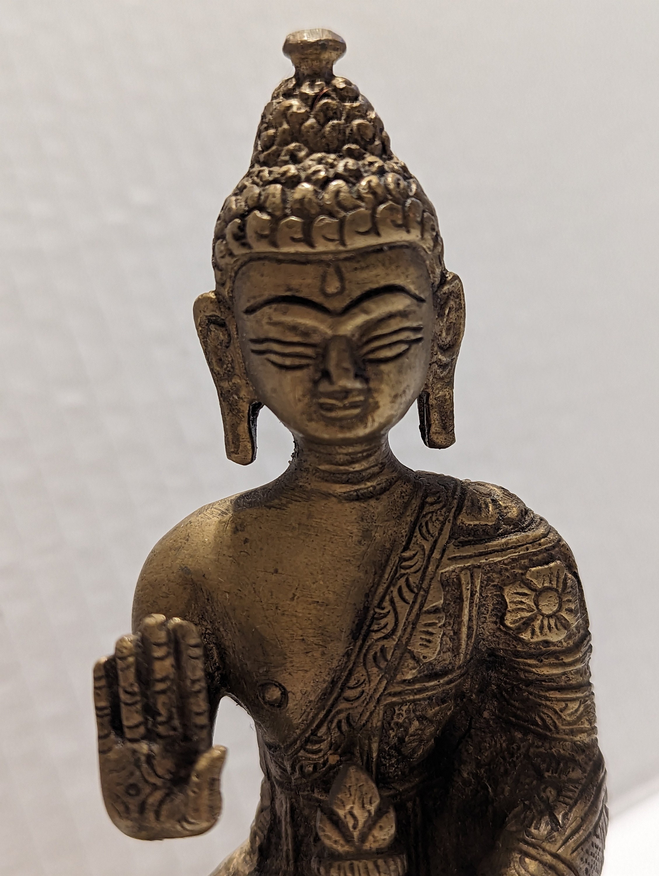 Vintage Brass Buddha Blessing Statue - Etsy