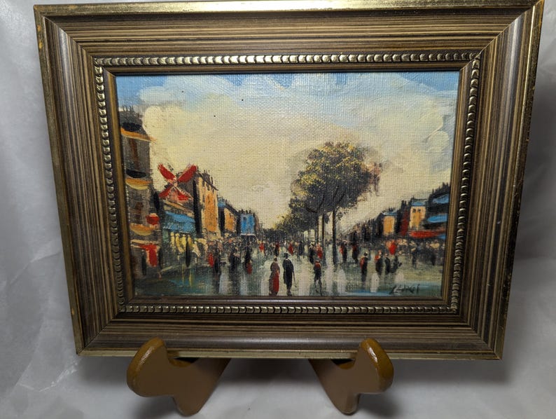 Petite French Vintage Oil Painting of Paris France, Paris Painting ...