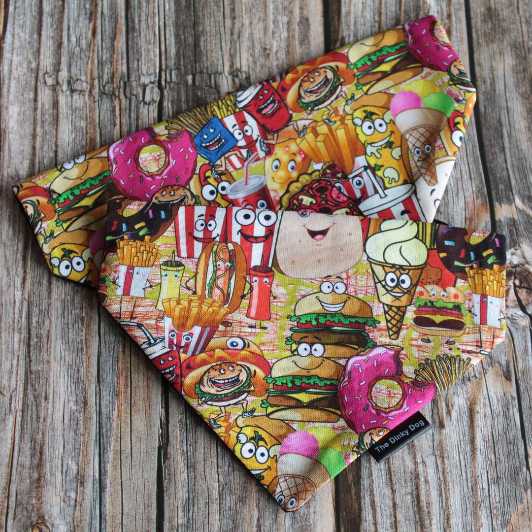 Fast Food Inspired Dog Bandana, Small Dog Bandana, Pet Accessories ...