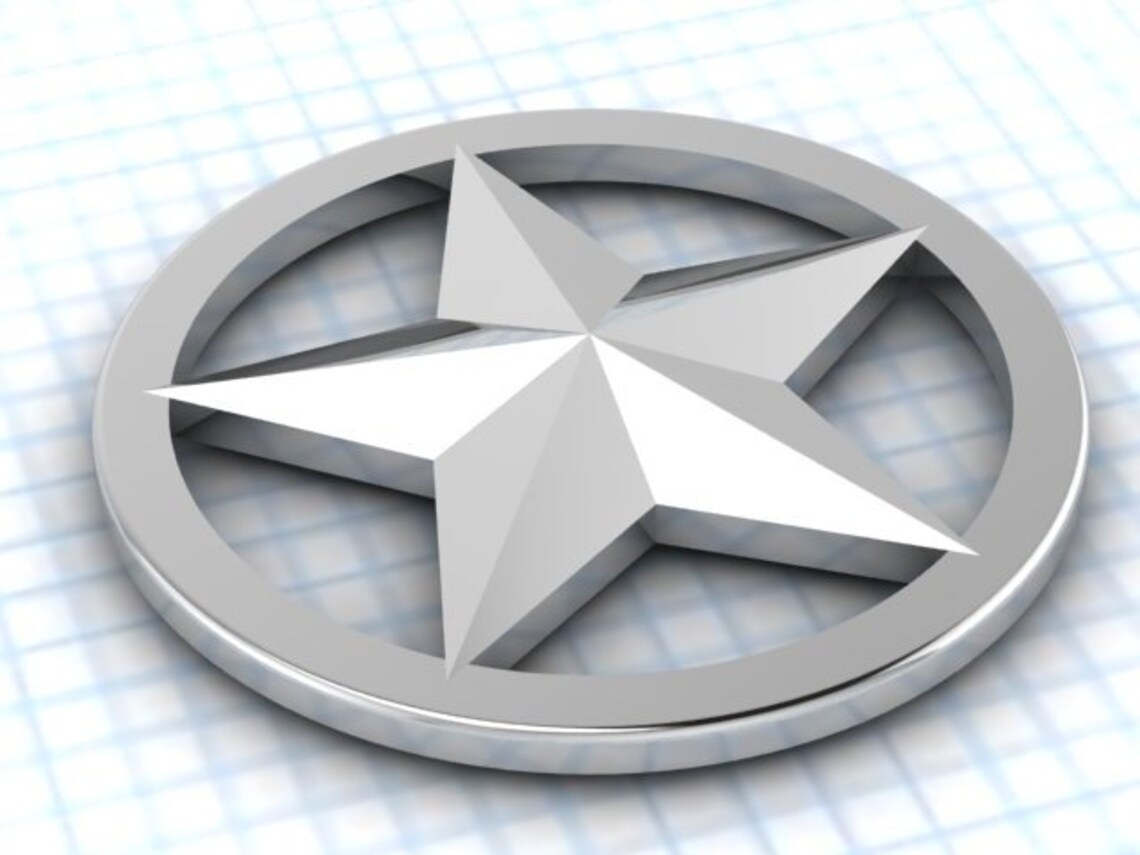 STERLING 3D RIM STAR 4 Sizes - Etsy