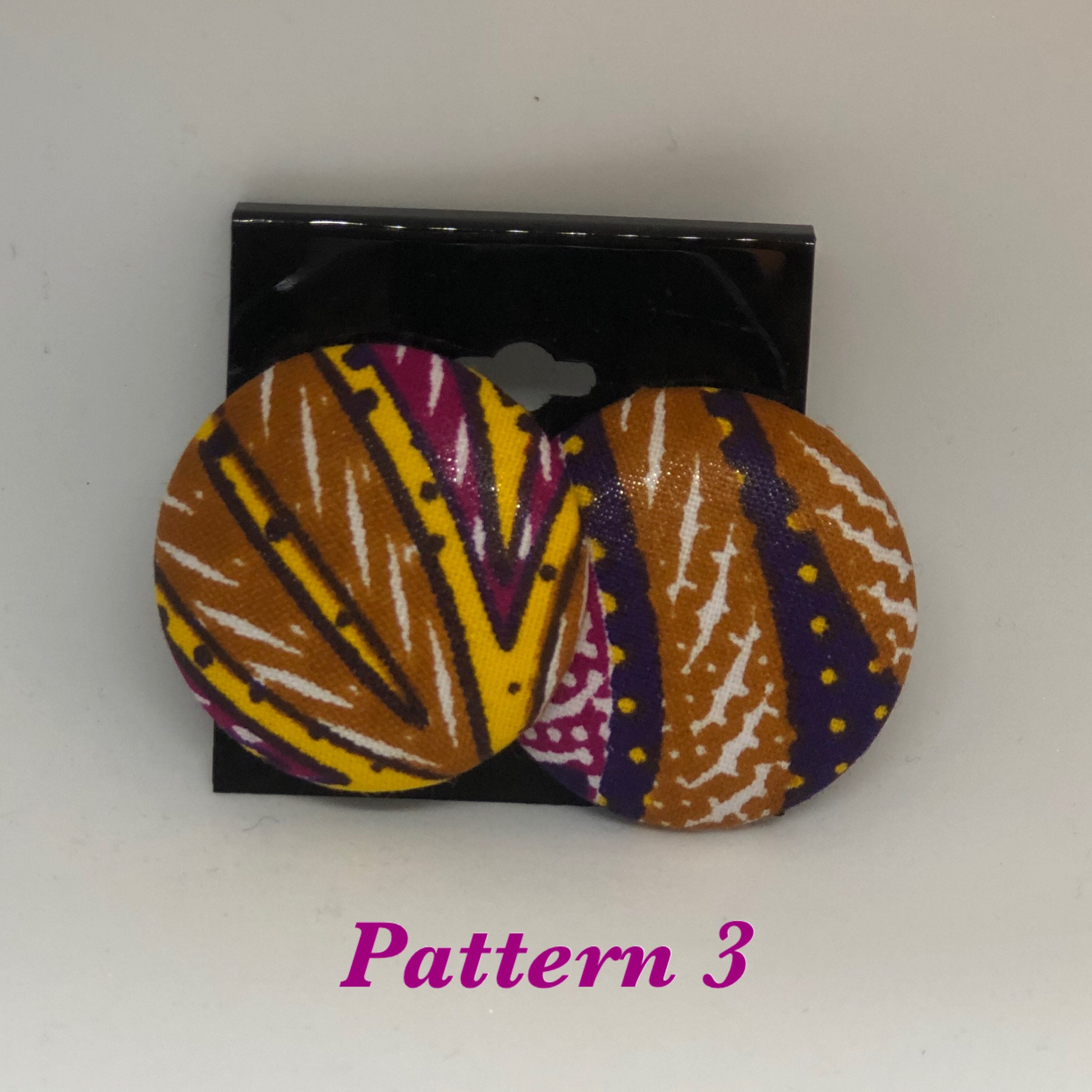 African Ankara Print Fabric Button Earrings: Nickel Free Studs - Etsy