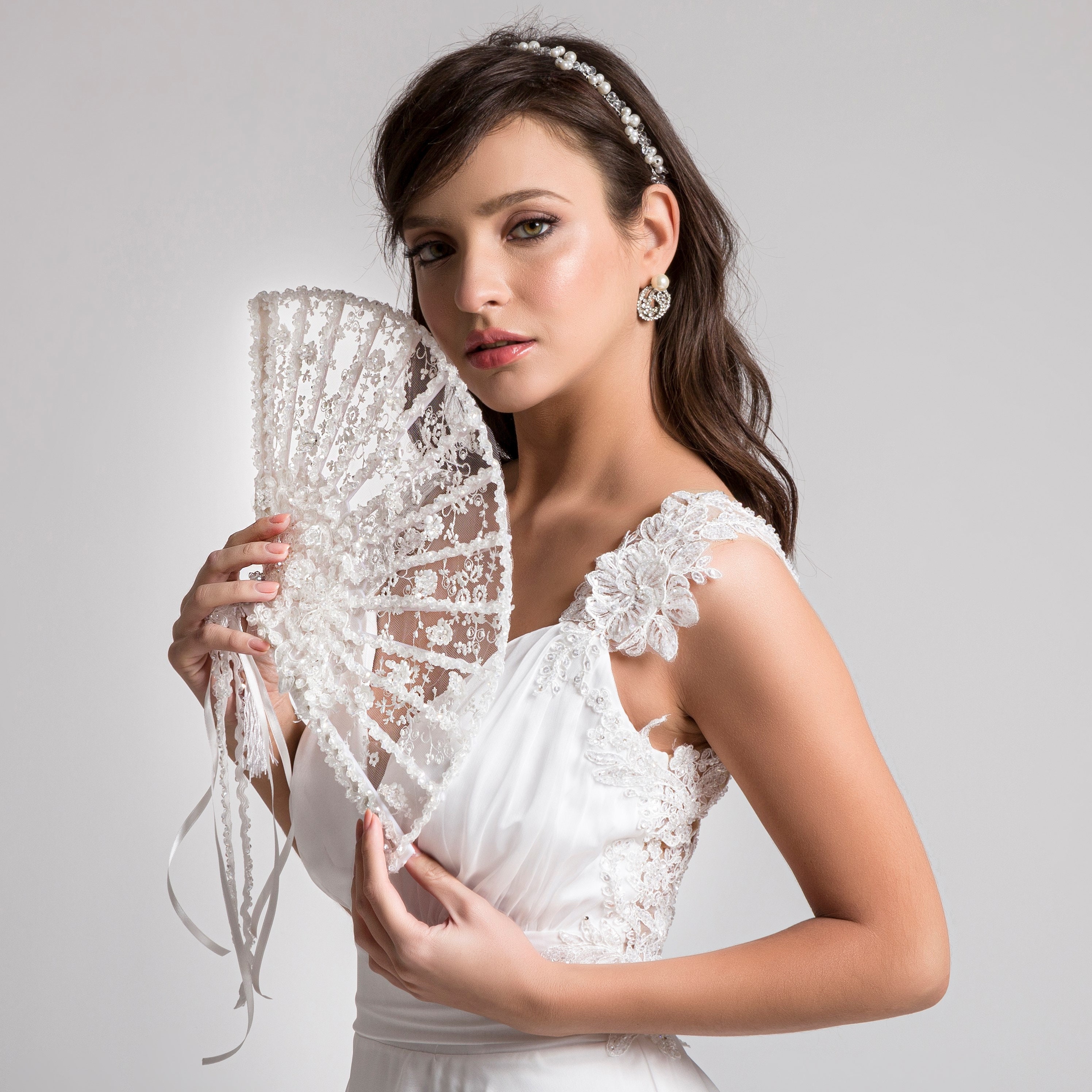 Wedding Lace Fan Bridal Non-folding Fan White Lace Hand Fan | Etsy