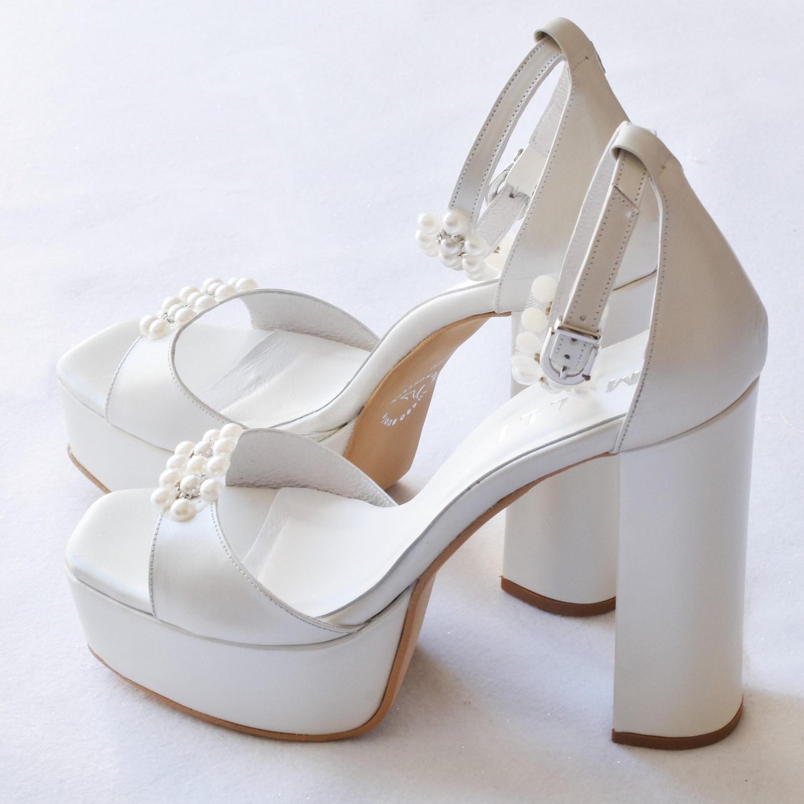 Pearl Ivory Wedding Platform Shoes Comfort Block High Heels - Etsy